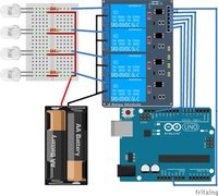 relay module interfacing with arduino code and circuit diagam