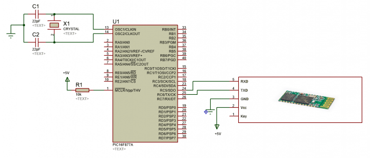 Bluetooth module HC 05 interfacing with pic microcontroller