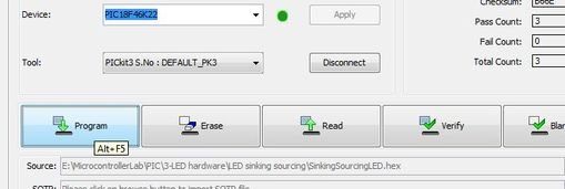 How to Use PICKit3 to upload program to pic microcontroller