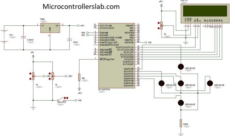 Joystick Module Interfacing With Pic Microcontroller With Example
