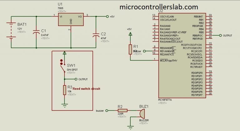 magnetic field detection with pic microcontroller and reed switch