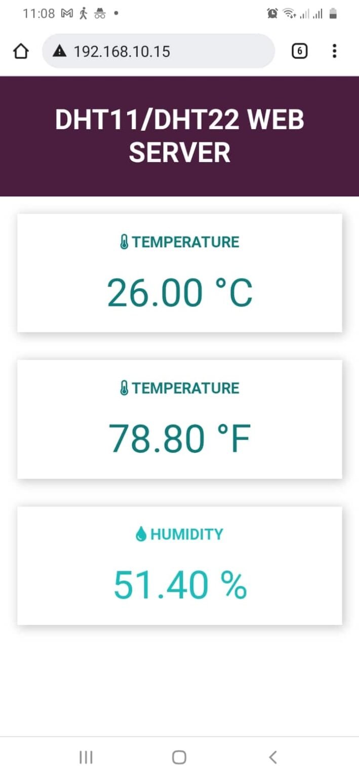 ESP32 DHT11/DHT22 Web Server using Arduino IDE