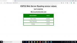 ESP32 DHT11/DHT22 Web Server using Arduino IDE