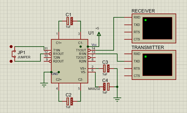 Max232 IC pinout, features, pins description and example