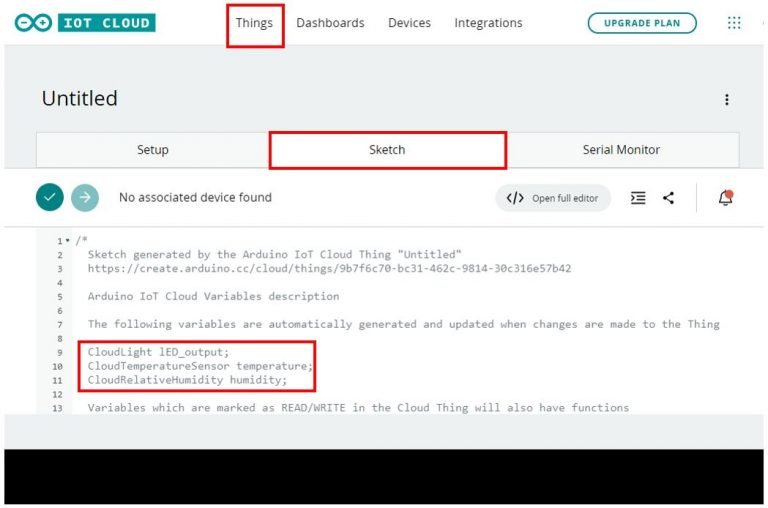Arduino IoT Cloud ESP32: Send Sensor Readings and Control Outputs