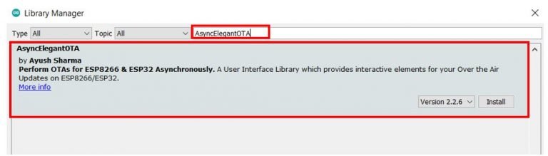 ESP32 OTA Updates using AsyncElegantOTA Library and Arduino IDE