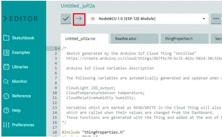 Arduino IoT Cloud with ESP8266: Send Sensor Readings and Control Outputs
