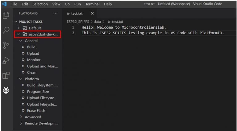 Upload Files To Esp32 Spiffs With Vs Code And Platformio Ide