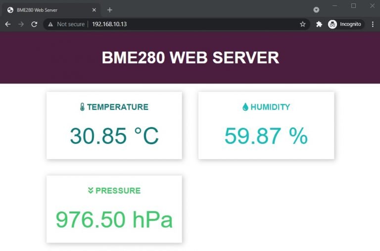 BME280 Web Server with ESP32 Weather Station ( Arduino IDE)
