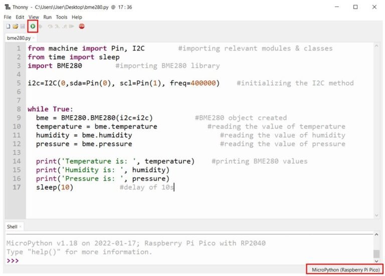 BME280 with Raspberry Pi Pico using MicroPython