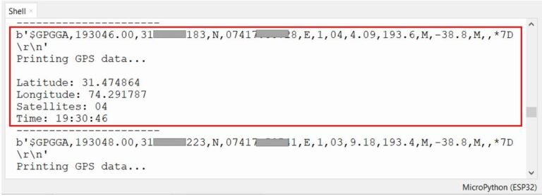 NEO-6M GPS Module Module with ESP32 using MicroPython