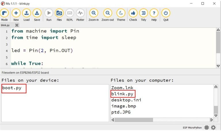 Program ESP32 and ESP8266 with MU Editor and MicroPython