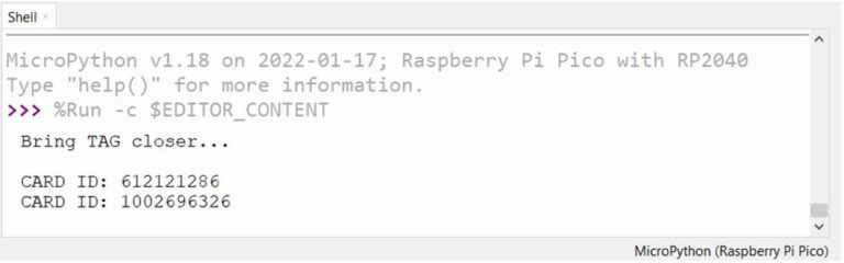 RC522 RFID Reader Module with Raspberry Pi Pico