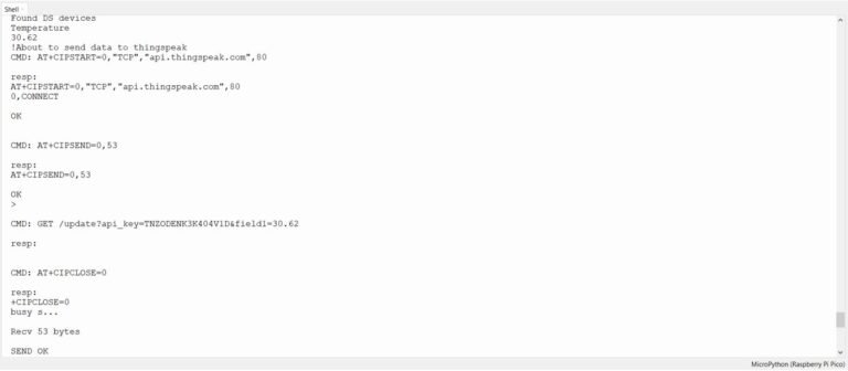 Raspberry Pi Pico Send DS18B20 Sensor Readings to ThingSpeak