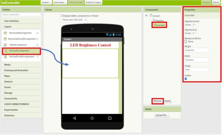 Arduino LED Slider Brightness Control Android App with MIT App Inventor
