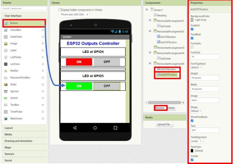 Control ESP32 over Internet using Android App with MIT App Inventor