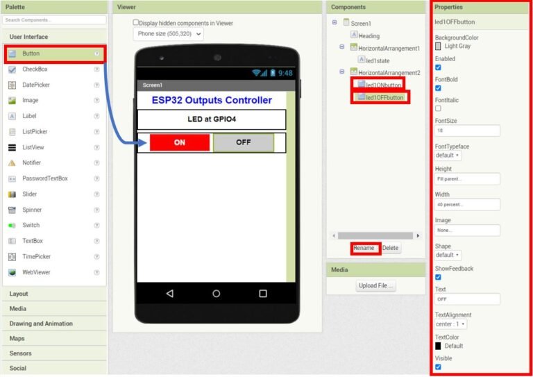 Control ESP32 over Internet using Android App with MIT App Inventor