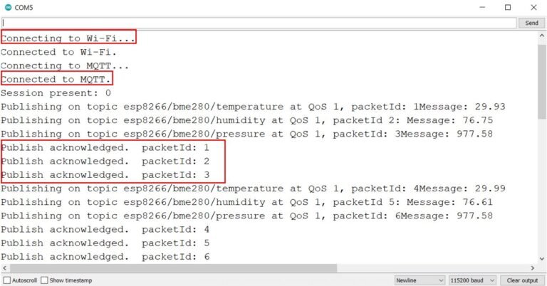 ESP8266 NodeMCU MQTT Publish Subscribe BME280 Sensor Readings