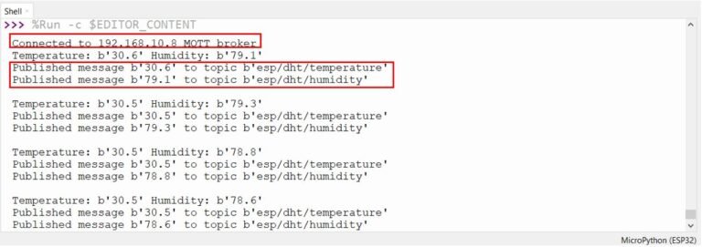 ESP32 ESP8266 MicroPython MQTT Publish DHT22 Sensor Readings