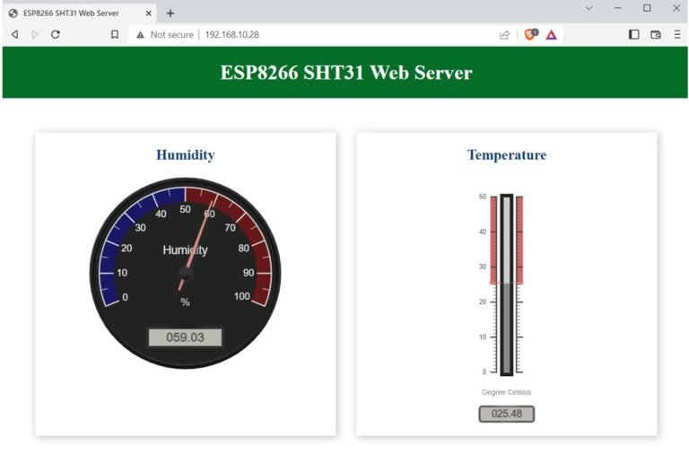 ESP8266 NodeMCU SHT31 Temperature and Humidity Web Server