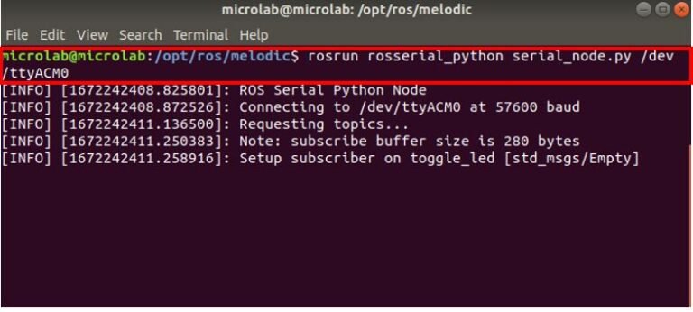 Rosserial Setup Ros Subscriber Node On Arduino
