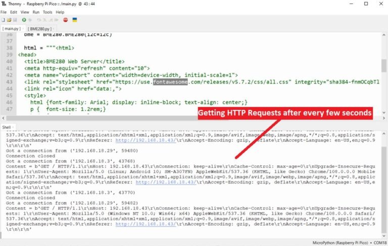 Raspberry Pi Pico W Wireless BME280 Web Server