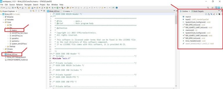 STM32 Nucleo GPIO Pins with LED Blinking using STM32CubeIDE