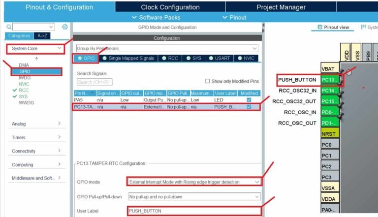 GPIO External Interrupts STM32 Nucleo with STM32CubeIDE